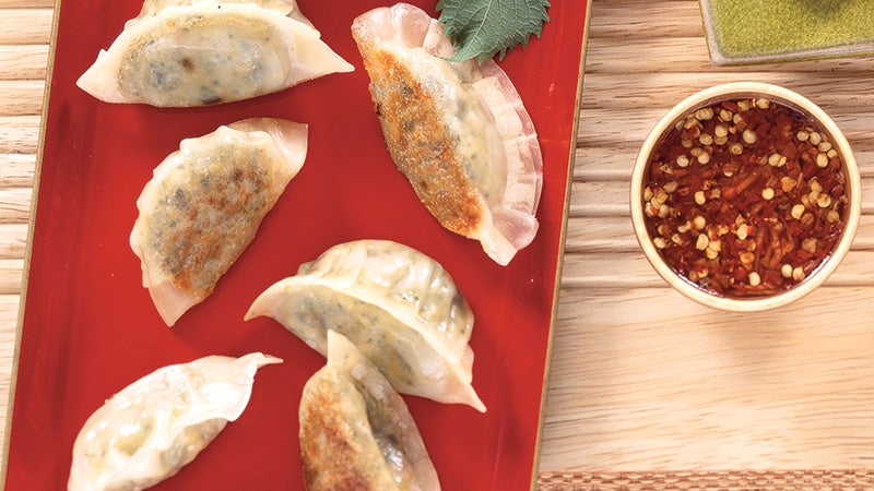 Ginger-Shiitake Pot Stickers & Red Crystal Sauce Recipe