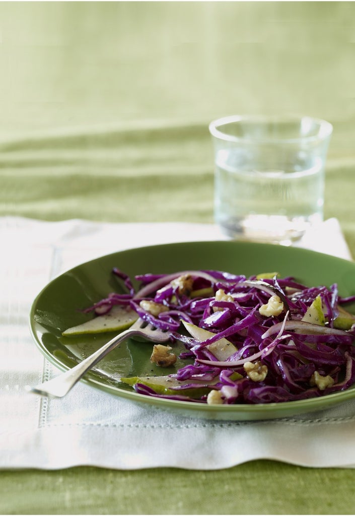 Red Cabbage Salad with Pears and Walnuts Recipe