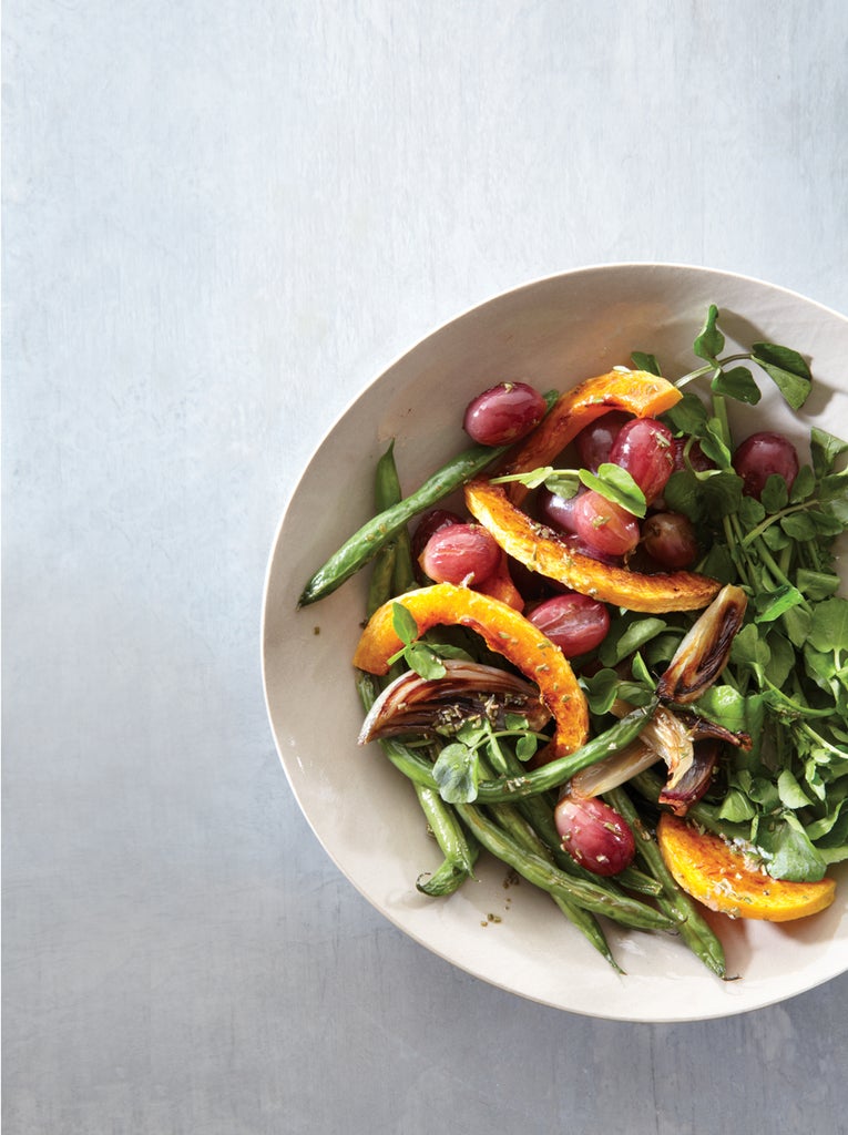 Roasted Shallot, Squash, Grape, and Green Bean Salad Recipe