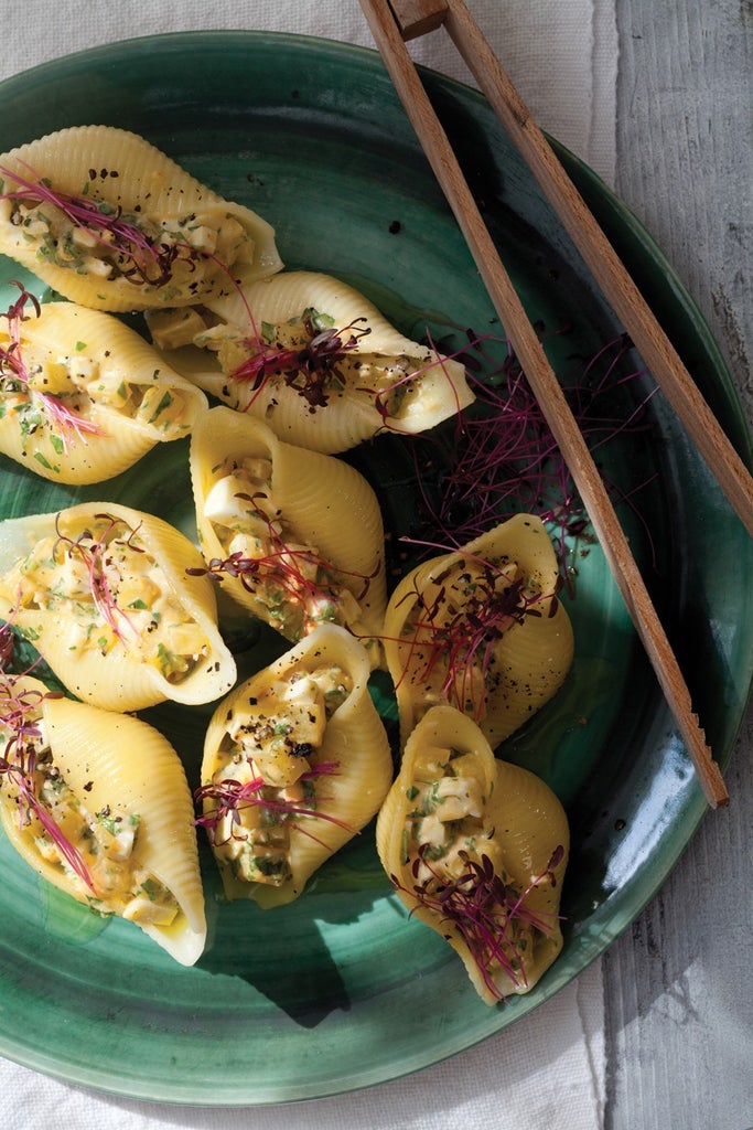 Pasta Shells with Egg, Beet, and Arugula Salad Recipe