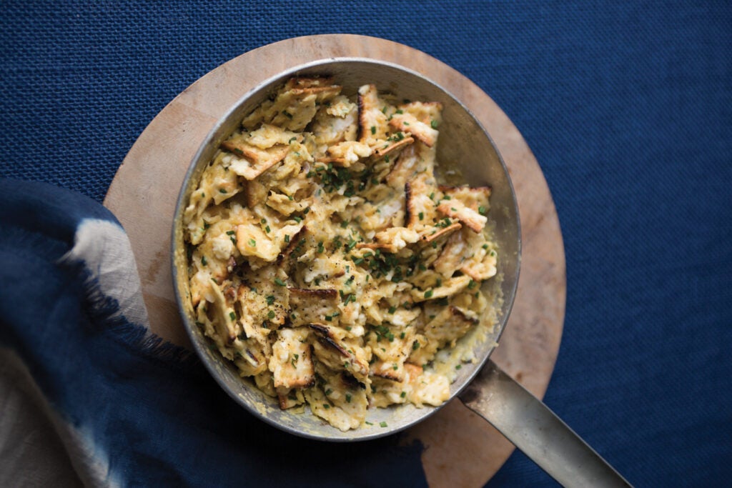 Matzo Brei with Parmesan and Chives Recipe