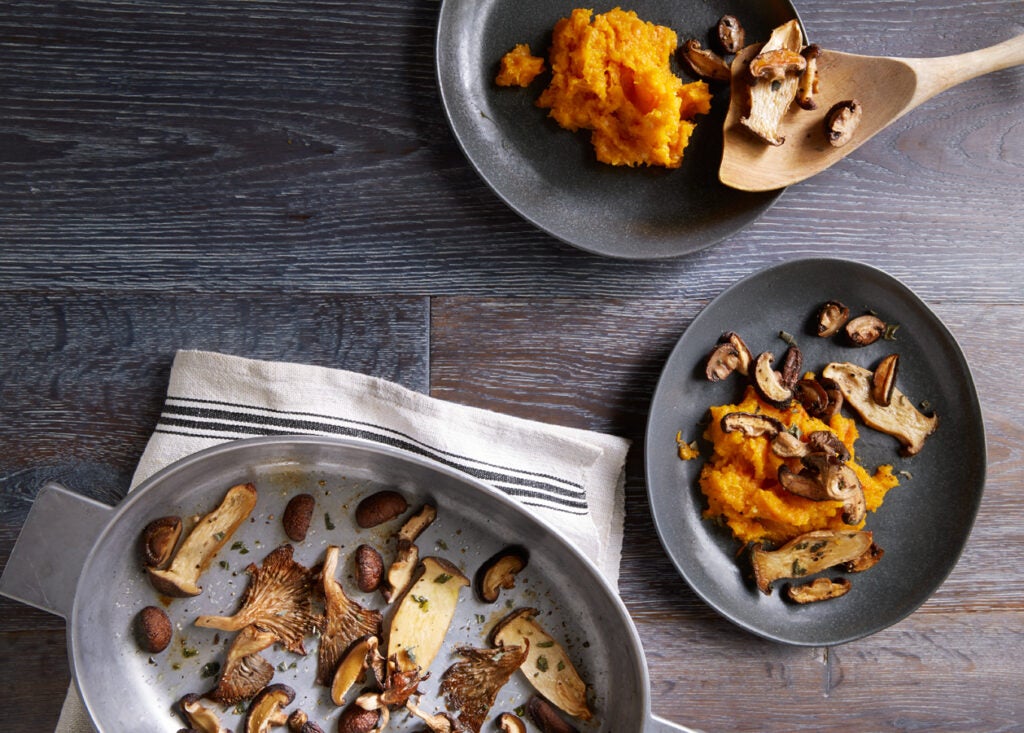 Mixed Roasted Mushrooms Over Creamy Butternut Purée Recipe