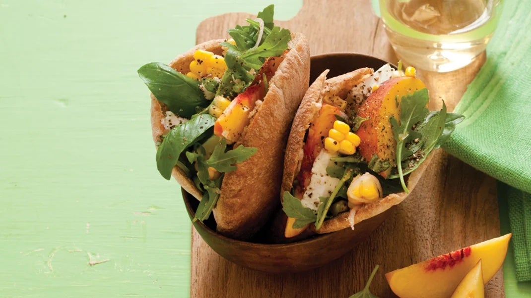 Summer Corn and Peach Pitas Recipe