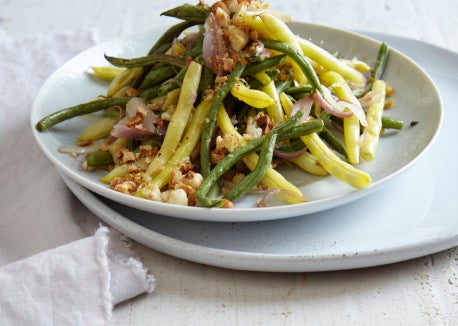 Seared French Beans with Shallots and Hazelnut Picada Recipe