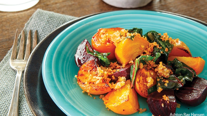 Roasted Beet Quarters with Mustardy Crumbles Recipe