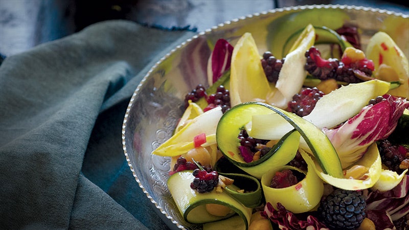 Zucchini and Endive Salad with Broken Blackberry-Serrano Vinaigrette Recipe