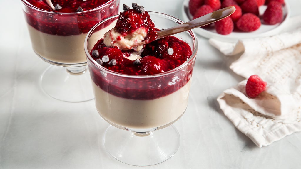 Vegan Vanilla Pudding with Chocolate-Raspberry Topping Recipe