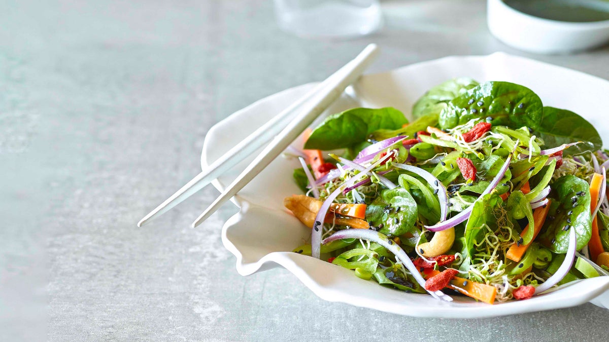 Broccoli Sprout Salad with Matcha-Ginger Vinaigrette